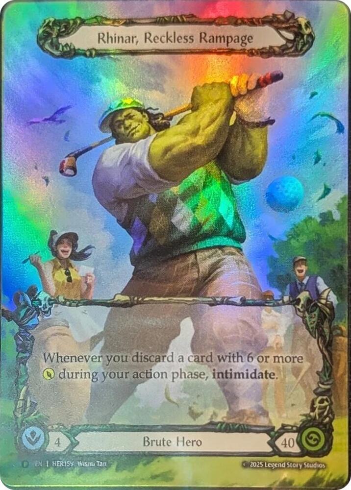 Rhinar, Reckless Rampage Golf Rainbow Foil Promo – Fluke & Box